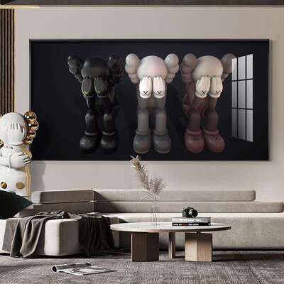 商用kaws挂画背景客厅沙发墙装饰画潮流艺术餐厅网红直播间卧室壁