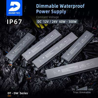 超薄调光防水60W300W12V24V0-10V可控硅LED驱动带电源恒压