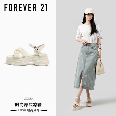 Forever21厚底增高法式凉鞋女