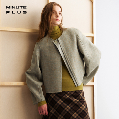 MinutePlus圆领一粒扣全羊毛外套