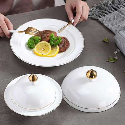 骨瓷鲍鱼捞饭海参鱼翅餐具酒店位上辽参菜盘子带盖牛排西餐盘餐具