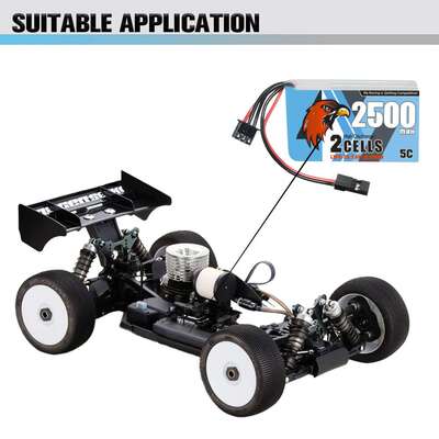 CODDAR鹰氪2500MAH 2S 7.4V 5C 1/8车模伺服系统供电RC接收器电池