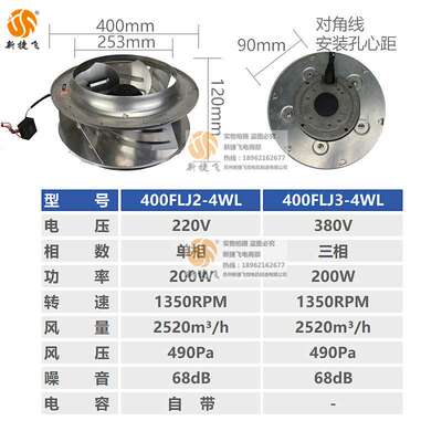 400FLJ2-4WL 400FLJ3-4WJ 外转子风机 苏州新捷飞微电机