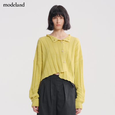 【设计师款】MONO FLAT不规则纽扣门襟针织开衫modeland买手店