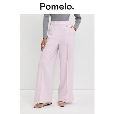 Pomelo 宽松版型潮流黑色高腰垂感阔腿裤女