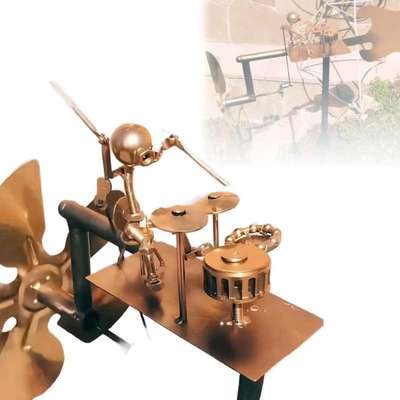 亚马逊新品 Handmade Metal Drummer Windmill 手工金属鼓手风车