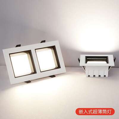 LED方形筒灯双头格栅灯浅防眩高显指Ra90灯高45mm客厅天花灯无铝