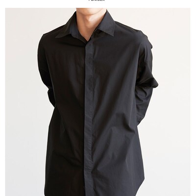 fllm 大廓形尖领长袖衬衫