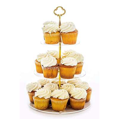 3层方形亚克力手提蛋糕架 可摆放27个蛋糕杯蛋糕架 Cake stand