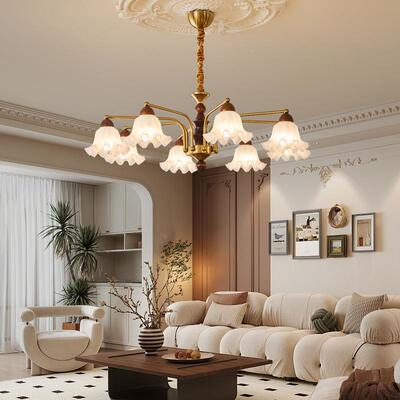法式高端客厅新式式中复古书房吊灯古中风餐厅房间创意花EPF朵美