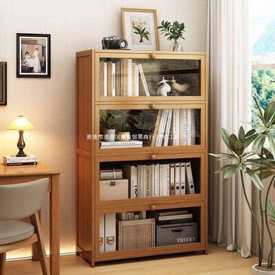 书架置物NCE架门落地书柜带多层桌面儿童收纳架客厅易展示储简物