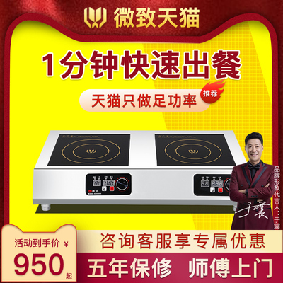 微致 双头e电磁炉商用双眼大功率平面电磁灶两头眼5000W锡纸麻辣