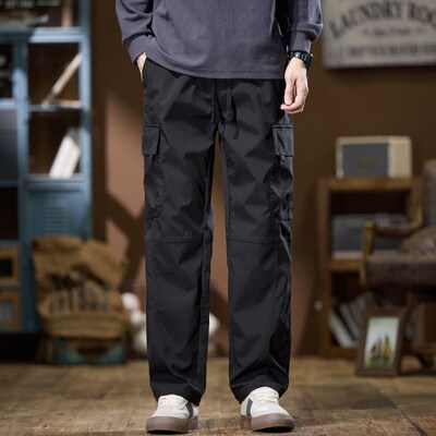 2024美式加长工装裤男115190宽松黑色春秋高个子新款款直筒冲锋裤