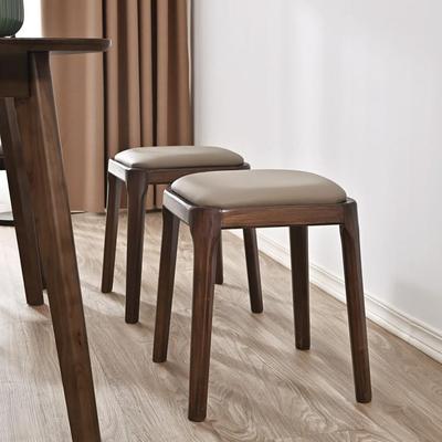 餐实木椅家简用BVI客厅可叠放软包凳子现代约餐凳备用餐板凳桌木