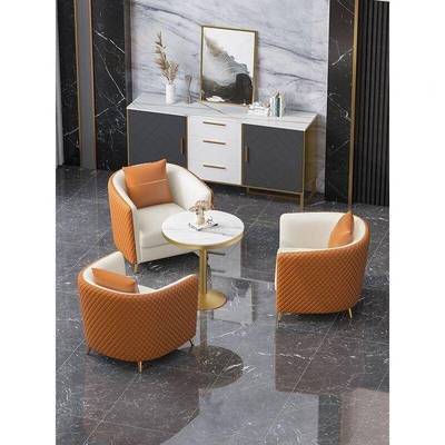 轻奢简约售EWE人沙楼发茶几组合单酒店接待处休闲洽谈沙发桌椅组合