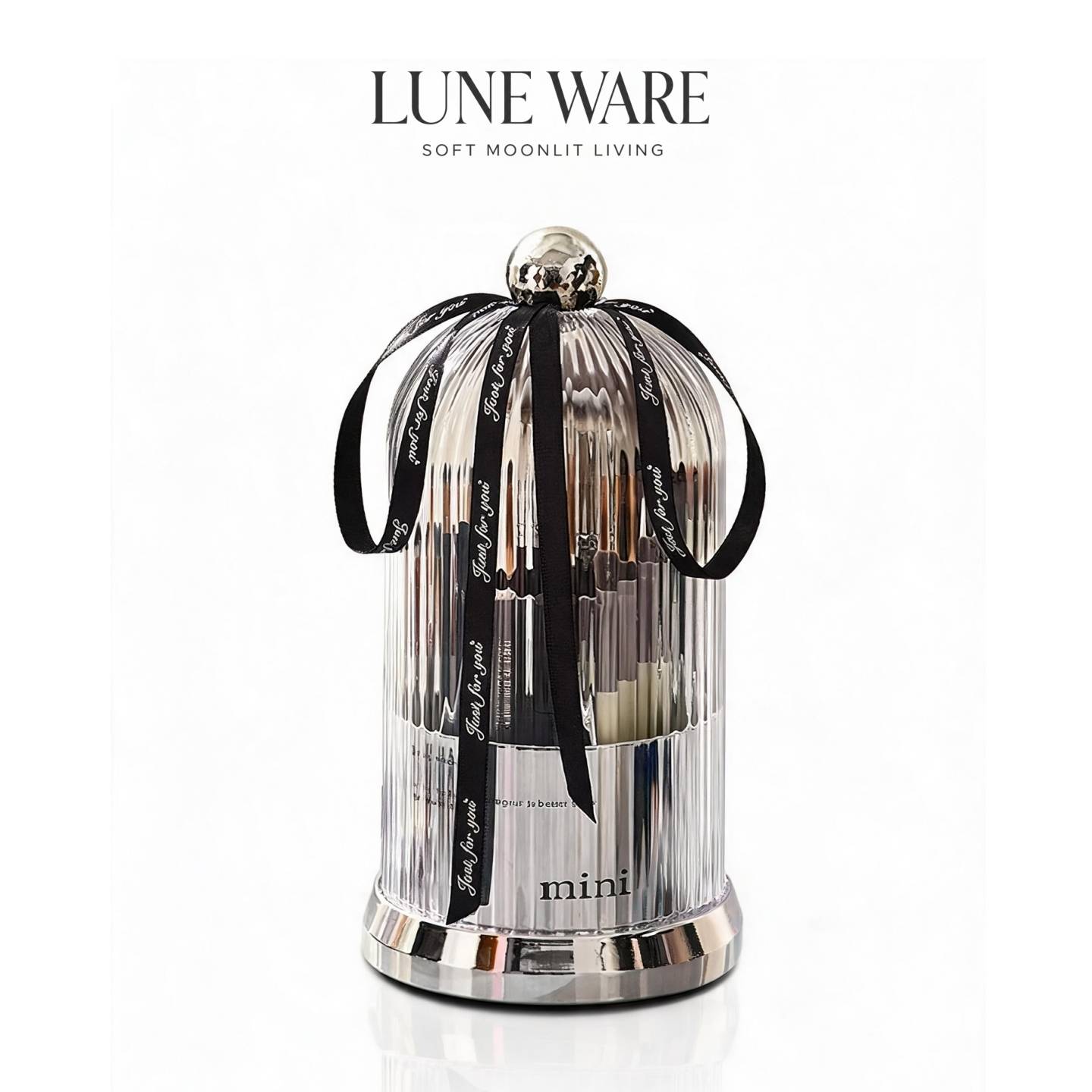 LUNE WARE▪化妆刷收纳筒旋转防尘带盖眉笔桶透明外壳多层分格盒