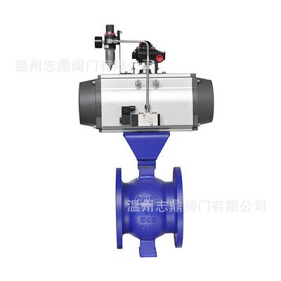 VQ67H-16C-DN50-DN600气动V型球阀涡轮传动剪切作用防卡堵耐