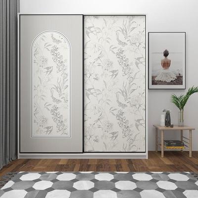 A52衣4墙柜贴纸法式纸自粘卧室装饰推拉门贴画移门玻F7698THS门翻