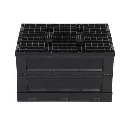 塑EHY料叠箱黑色盖折叠周转箱厚带折叠收纳箱子车加载多功折能折