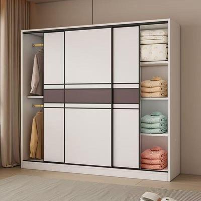 实房木生态衣板衣柜家用卧室儿童出租推DGB拉门橱移门柜子储柜加