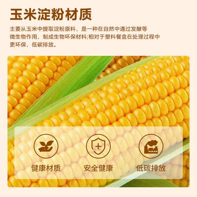 粉椭圆方形厚多KNZ格餐大容量露营野外卖加打包盒可降解玉米淀餐