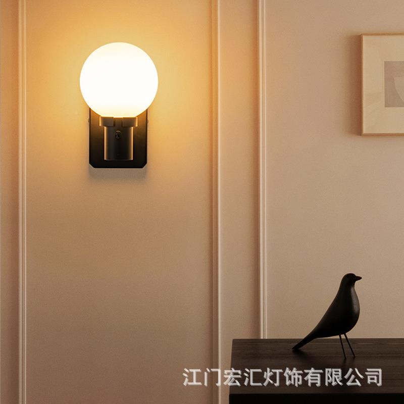 壁亚马逊跨境内led壁灯简约室灯卧室床头墙壁挂充电球泡免布368线