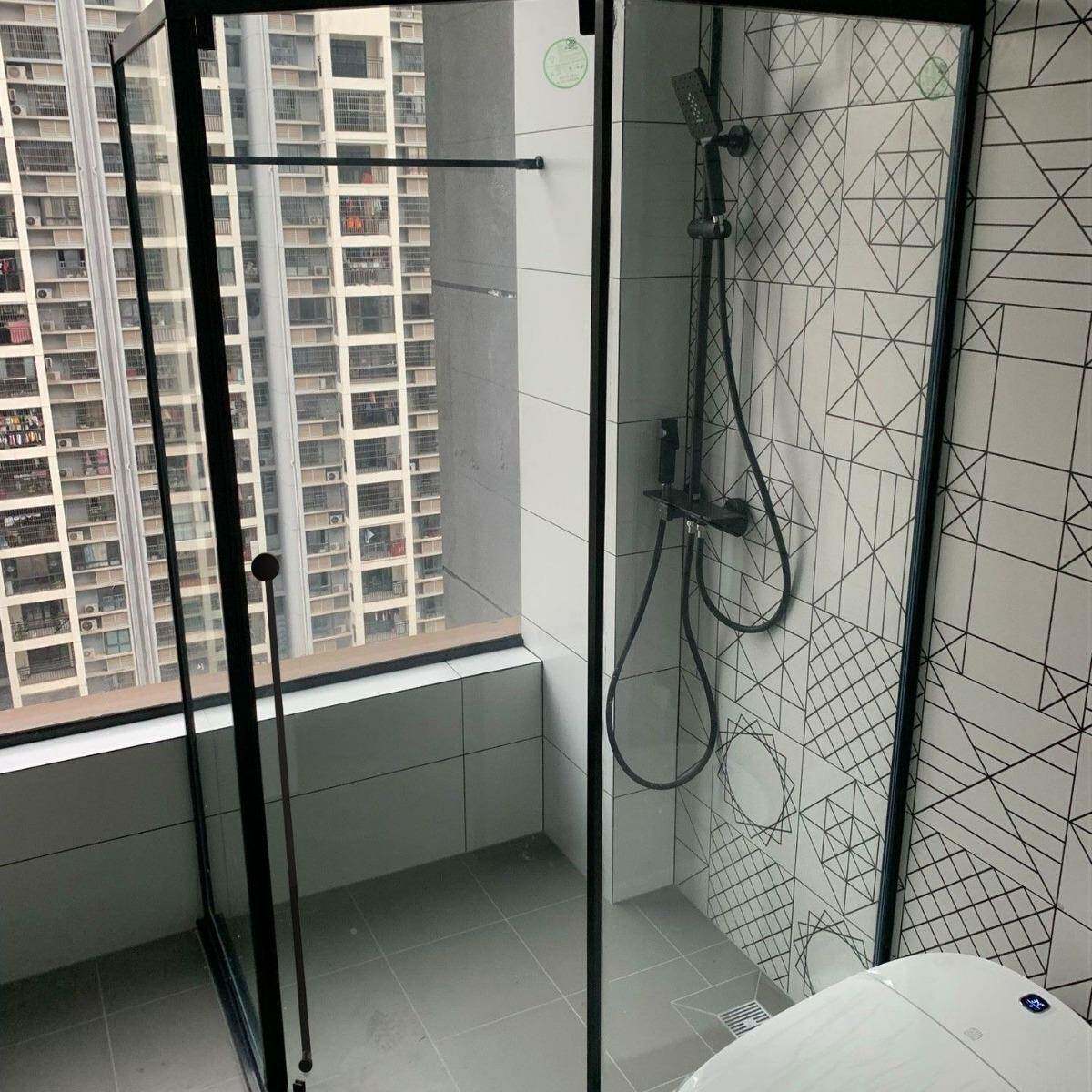 淋浴房116简易整体卫生间l型叠小型户浴屏门玻折璃干湿分离隔断