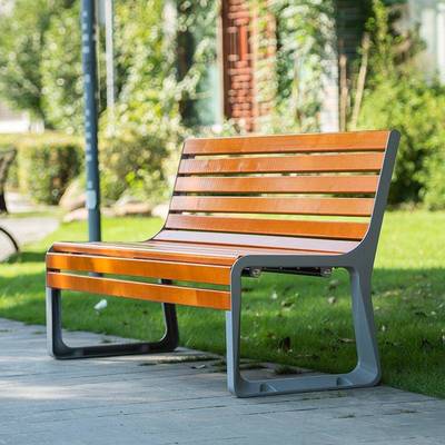 N5园8733椅公户外长座椅防腐休闲椅菠萝格塑木木实木带靠背椅西罗