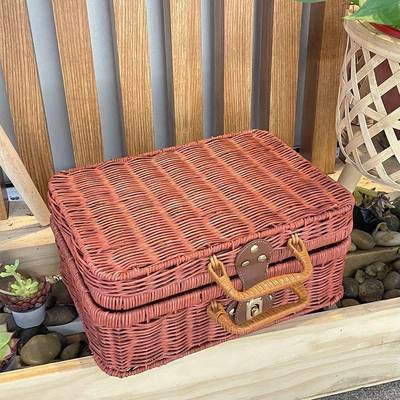 箱天藤然环保编收纳箱条藤手工复古收纳储物收纳藤道具箱野MPO餐