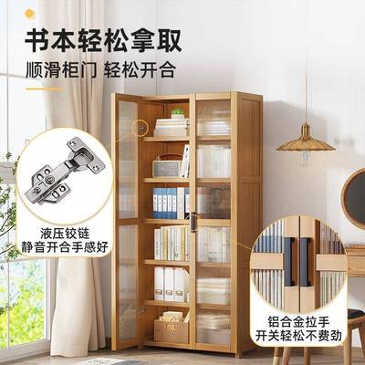 简室约多层简易架书置物架客厅柜子书透明亚克力门柜落RYL地卧储