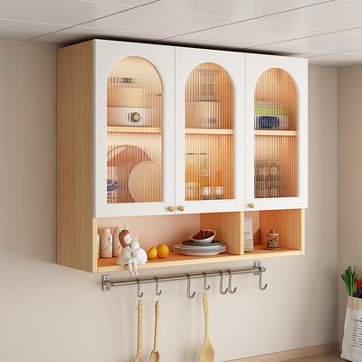 实木厨房吊柜墙壁柜n奶油风墙上壁挂储物柜阳台挂墙式收纳置物橱
