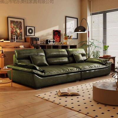 美复猫抓油蜡皮古沙排发客厅高级感沙发中古风做77291旧直猫抓皮