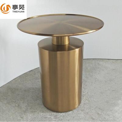 北欧TY-19082不锈圆形边几轻奢极客厅沙发角小简几拉丝黄钢铜茶几