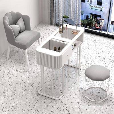 美GFK甲桌椅装桌日式美甲台经济型单人双人网红功奶油风多套能子