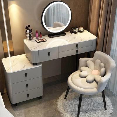 斗柜梳妆一体卧室现代简约小户奢台HEU奶油风实木化妆桌岩板轻桌