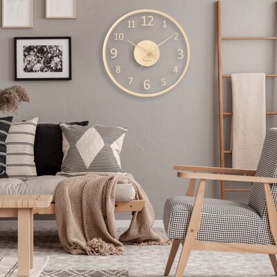 MJK钟表实木玻璃挂钟客厅家用时尚简约时钟挂墙轻奢北欧创意装饰