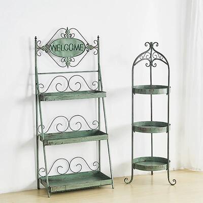 北欧复园古三层架架家居艺花架装饰收纳置ASBK-170物架花盆艺铁装