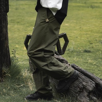 古叔的着 美式休闲垂感机能束脚裤盐缩双褶工装伞兵X裤宽松军裤男