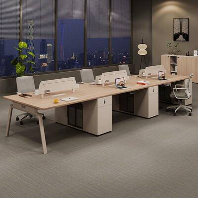 现新款职工员办公桌椅2/46002人员工桌椅组合简约代/屏风位办公室