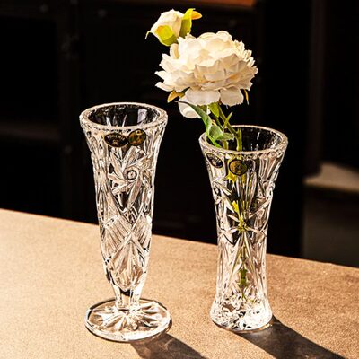 捷克BOHEMIA原装进口水晶玻璃床头柜小号单只插花瓶家用复古摆件