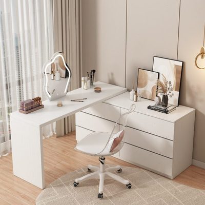 梳妆台卧室简约网红化妆台三抽六抽斗柜一体实木化妆桌