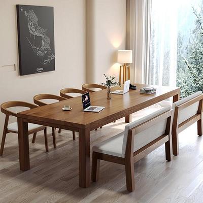 简约办公会议桌家用客厅原木学实习桌桌椅GIM大书桌木公司会议长