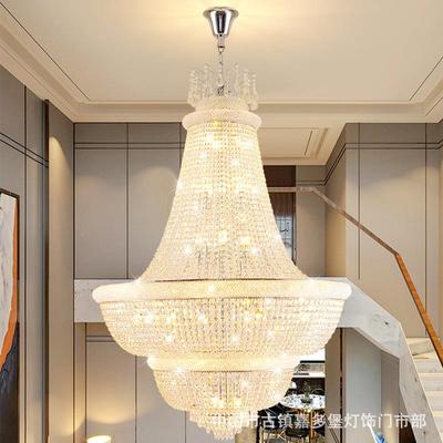 复式楼别墅大灯轻水奢客厅吊晶灯楼中楼140豪中华大气空旋转楼梯