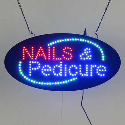 椭圆室内美甲修脚店灯牌LED亚克力广告牌 NAILS & Pedicure SIGN