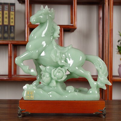 马摆件招财马到成功客厅酒柜玄关工艺品办公室玉马装饰品开业礼品