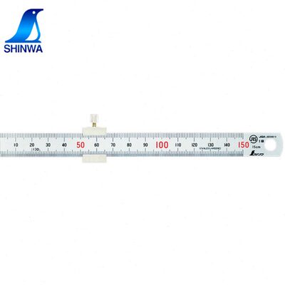 SHINWA亲和测定企鹅牌直尺 亚光 15cm 带红数字 带挡块 JIS 76751