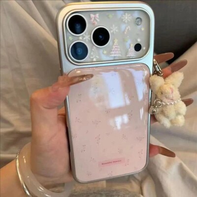 粉色小碎花适用opporeno16手机壳RENO15C保护套FINDX9兔子挂件reno14大孔findx8s+女款1312简X7ultrax6porx5