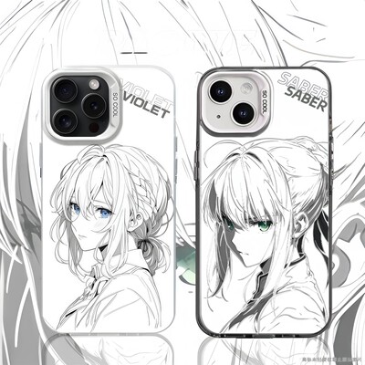 线稿saber薇尔莉特适用opporeno14pro手机壳reno13山田凉vivoy30y2000亚丝娜a5女x200pro新款s30二次元s2019