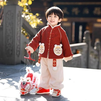 拜年服男童中国风唐装新中式汉服古装周岁礼服男宝宝过年衣服冬季