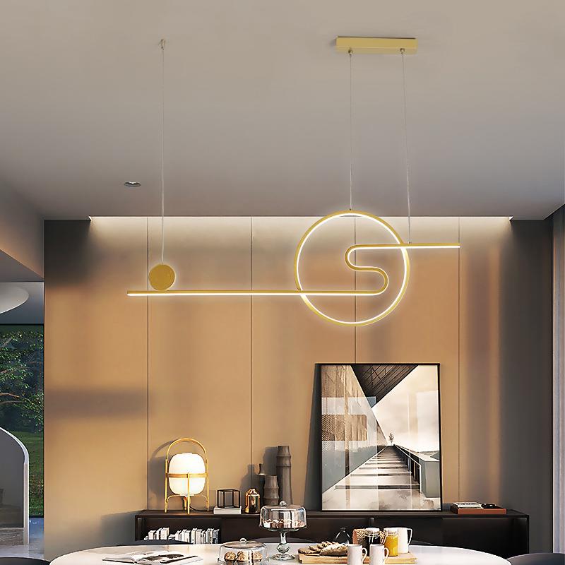餐厅吊灯led灯具 现代简约长款餐桌灯设计长条咖啡厅吧台灯饰照明